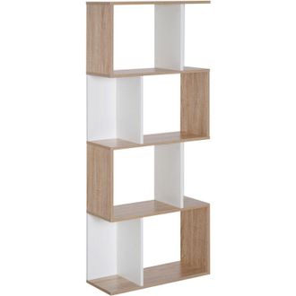 HOMCOM Homcom - Biblioth&egrave;que &eacute;tag&egrave;re meuble de rangement design contemporain en s 4 &eacute;tag&egrave;res 60L x 24l x 148H cm ch&ecirc;ne blanc