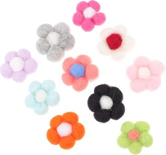 Aboofan 10 Stück Teiliges Bunte DIY Blüten aus Hochwertigem Wollfilz Leichte Langlebige Handarbeiten für Haarspangen Kleidungsdekoration Kreative Bastelmateri