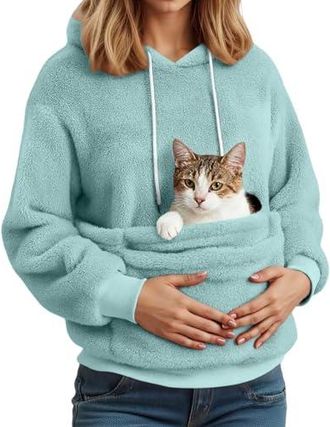Generic Sweat a Capuche Femme Pull pour Chat avec Grande Poche Sweat Kangourou Chat Manches Longues Sweat-Shirts Femme Chien Titulaire Transporteur Pochette p