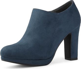 Allegra K Bottines à bout rond et plateforme pour femmes Bleu marin 35