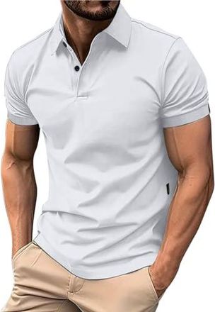 Generic Chemise imprim&eacute;e d&eacute;contract&eacute;e pour homme - Mode Ice Silk Revers Manches courtes T-shirt d&eacute;t&eacute; Poche Chemise de nuit, blanc, L