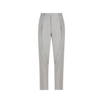 Ermenegildo Zegna Gerade geschnittene Anzughose mit Falten aus Wollflanell - - Trousers - Herren - Grau - M