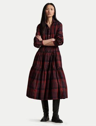 Polo Ralph Lauren Hemdkleid 211A13260001 Dunkelrot Regular Fit