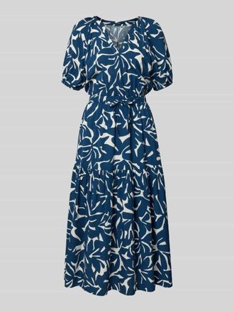 Zero Midikleid aus Viskose-Baumwoll-Mix mit V-Ausschnitt