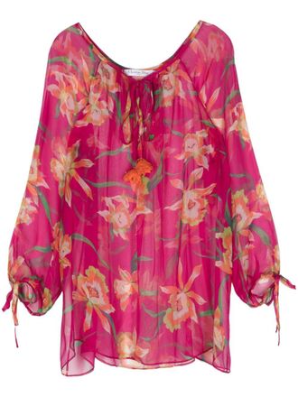 Dior blouse en soie à fleurs (années 2000) - Rose