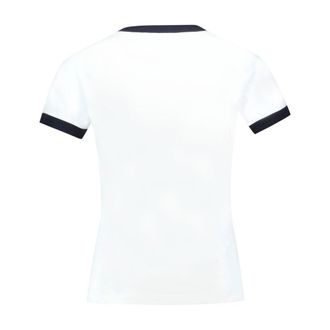 Ganni Womens Kitty Print Cotton T-Shirt White