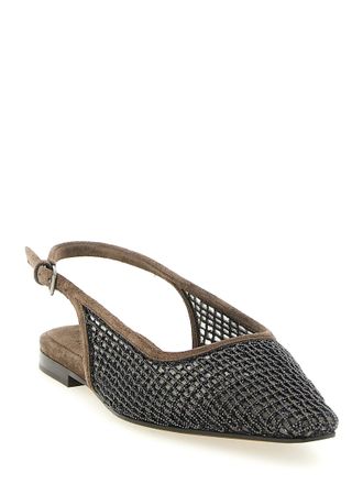 Brunello Cucinelli Precious Net Embroidery Flat - brown