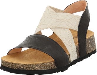 Think Damen KOAK chromfrei gegerbte nachhaltige Sandale, SCHWARZ 0000