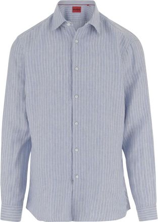 HUGO BOSS Homme, Chemises, Bleu, Taille: 3XL Chemise en lin &agrave; rayures