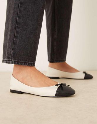 Mango Ballerines plates &agrave; noeud - Noir et blanc