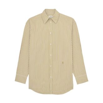 Saint Laurent Cassandre Gestreiftes Button-Up-Hemd - - Shirts - Herren - Gr&uuml;n - S