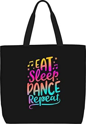 Generic Sac De Courses Manger, Dormir, Danser, R&eacute;p&eacute;ter Sac &Agrave; Provisions Personnaliser Lavables Sacs En Toile &Eacute;paule, Pour Burea, Shopping, Femmes, Filles