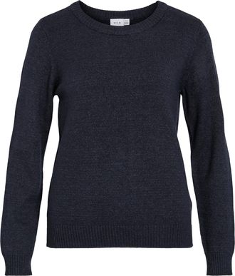 Vila Damen Strickpullover Rundhalsausschnitt O-Neck L/S Knit Top,Total Eclipse,XXL