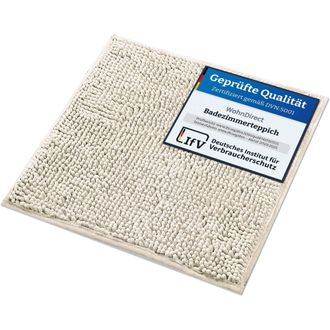 WohnDirect Badematte 45x45 cm Creme - Kleiner Badvorleger f&uuml;r G&auml;ste-WC & Dusche - Weicher Hochflor Badezimmerteppich Quadratisch, Saugstark & Waschbar (Versand a