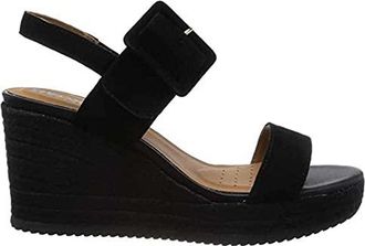 Geox Sandales compensées D Ponza pour femme, Noir, 38 EU