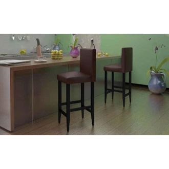 vidaXL Vidaxl - Tabourets de bar lot de 4 marron fonc&eacute; similicuir