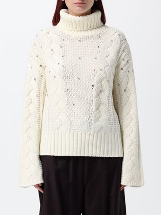 Liu Jo Woll-Rollkragenpullover mit Kristallapplikation und &uuml;berschnittenen Schultern