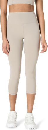 Amazon Essentials Damen Active FormFlex Buttery Soft Capri-Leggings für Yoga und Workouts mit Taschen, hoher Taille, Schrittlänge von 48 cm, Taupe, XXL