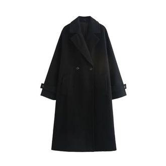 Generic Adies trench-coat ample d&eacute;contract&eacute;, manteau long doux et l&eacute;ger, trench-coat quotidien coupe-vent polyvalent for le printemps et lautomne(Black,xs)