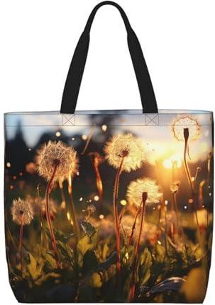 Generic Pissenlit Au Coucher Du Soleil Sac Fourre-Tout L&eacute;ger Tote Bag Pliable Sac Fourre Tout Pour Quotidienne Plage Gym