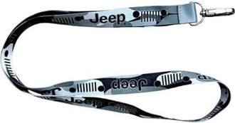 Jeep Lani&egrave;re &agrave; motif camouflage avec logo texte et grille - Fermoir mousqueton pivotant pour cl&eacute;s, badges didentit&eacute; et porte-cl&eacute;s 1,9 x 45,7 cm (gris)