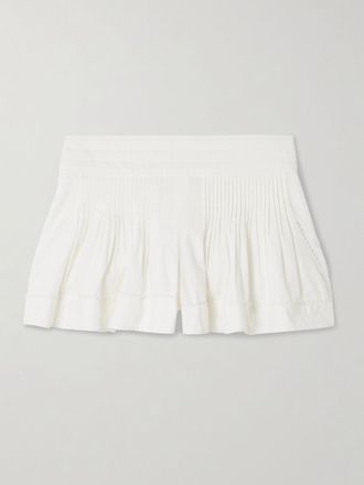 Isabel Marant Short En Coton À Plis Nervures Cybila - Blanc