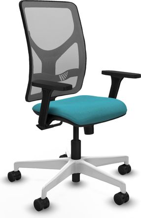 Piqueras y Crespo Ergonomischer Stuhl mit 3D-Armen, h&ouml;henverstellbare Lendenwirbelst&uuml;tze, mit 3-fach verstellbarer R&uuml;ckenlehne und Schneidschaum, Grau/T&uuml;rkis