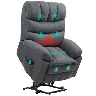 HOMCOM Relaxsessel Elektrisch mit verstellbar Kopfst&uuml;tze Fernsehsessel mit Aufstehhilfe Massage- und W&auml;rmefunktion Liegefunktion Massagesessel mit Fernbedien