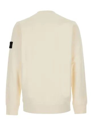 Stone Island Mens White Crew Neck Cotton Sweatshirt Sweatshirts Sweater