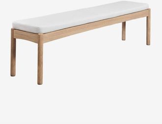 Sklum Bank 180 cm aus Akazienholz und gepolstert Karvia Helles Akazienbraun