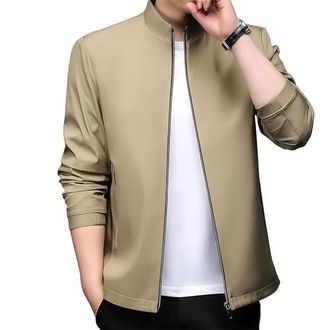 Generic Veste d&eacute;contract&eacute;e &agrave; col montant avec fermeture &eacute;clair pour homme - Veste coupe-vent l&eacute;g&egrave;re avec poche, kaki, 4XL