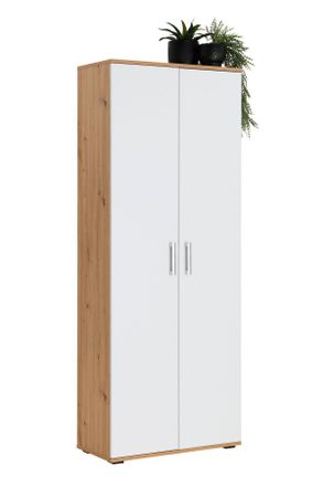 Xora Mehrzweckschrank, Wei&szlig;, Eiche Artisan, Holzwerkstoff, 5 F&auml;cher, 70x178.9x33.5 cm, stehend, Waschk&uuml;che, Mehrzweckschr&auml;nke