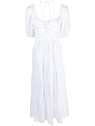 Faithfull The Brand robe longue Palacio en lin &agrave; dos-nu - Blanc