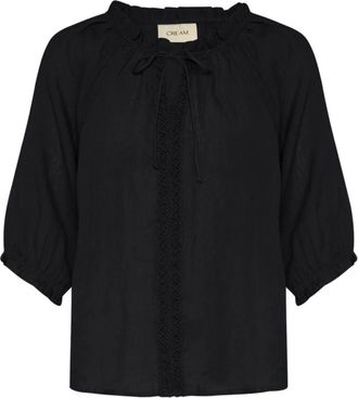 Cream Femme, Blouses et Chemises, Noir, Taille: 36 FR Chemisier en dentelle avec volants