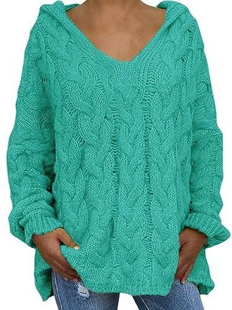 Generic Hauts dhiver de grande taille pour femmes, hauts à manches longues en coton pour femmes, chandails en tricot tendance, baggy basique, col en V, doux, 