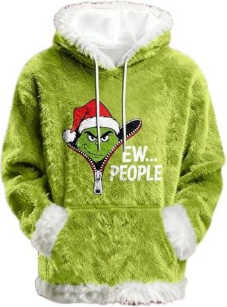 Generic Le Grinch Sweat A Capuche Femme Oversize Pilou Noel Sweet Moche Vêtements Polaire Christmas Hiver De Costume Chaud Femmes Pull Deguisement Plaid Noël 