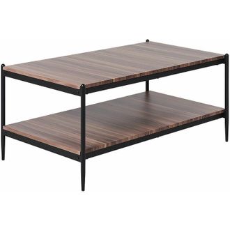 Beliani Couchtisch Dunkler Holzfarbton / Schwarz 52 x 100 cm mdf Tischplatte Metallgestell Rechteckig Industrielles Design