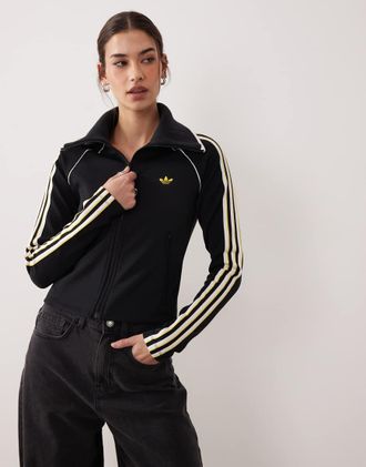 adidas Originals Firebird - Haut de surv&ecirc;tement ajust&eacute; - Noir