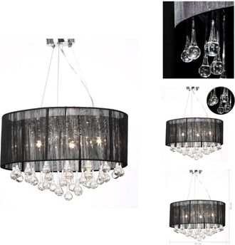 vidaXL Vidaxl - Kronleuchter - Kristall Kronleuchter mit 85 echten Glas Kristallen schwarz - Schwarz