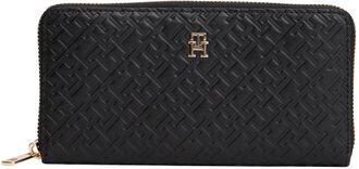 Tommy Hilfiger Damen TH ICON LRG ZA Mono EMBO AW0AW17955 Zip Around Wallet, Schwarz (Black), Einheitsgr&ouml;&szlig;e, Schwarz (Schwarz), One Size