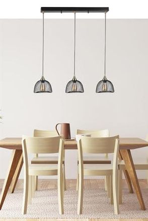 Opviq Elegant Black Chandelier, Metal Body, Adjustable Height, Antique Coated Finish, 21 cm Cap, 55 cm Base Plate | E27 Socket, Max 40W | Perfect for Modern