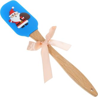 DOITOOL Weihnachts-Silikonspatel mit Holzgriffen Xmas Backspatel Set Santa Claus Creme Butter Spatel Mischen Teigschaber für Weihnachten Party Dekoration