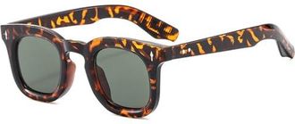 Generic Petites lunettes de soleil tendance pour femmes, rivets rétro, nuances de couleur bonbon, UV400 pour hommes, lunettes de soleil punk, léopard vert fon
