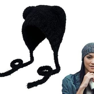 Generic Chapeau avec oreilles - chapeau pour femme avec protection auditive en peluche | Chapeau ours pour garder au chaud, cadeau pour les amis, la famille, 
