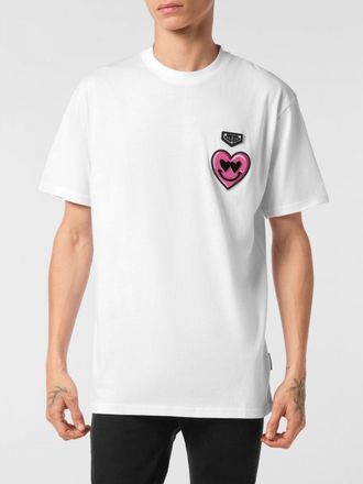 Philipp Plein T-shirt en coton avec patch logo contrastant et &eacute;paules tombantes