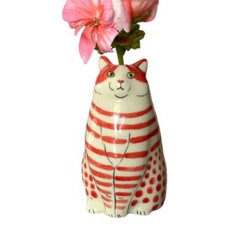 Generic Cat Flower Vase Decor - Wunderlicher Katzen -Pflanzer -, dekorative Keramikkatze Vase | K&uuml;nstlerische Polka -Dot -Blumenglas f&uuml;r Innenh&auml;user, s&uuml;&szlig;e Tie