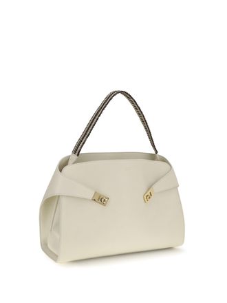Ferragamo Womens Large Hug Soft Shoulder Bag Mascarpone Calf Leather Bos Taurus