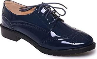 Primtex Derbies Vernis Bleu Marine Femme Semelle Interieure cuir-Bleu Marine- 37