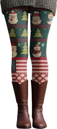 Generic Legging de Noël pour femme, imprimé fantaisie, extensible, tendance, vacances, taille haute, festif, thermique, décontracté, coupe ajustée, automne et