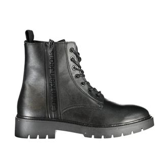 Calvin Klein Homme, Chaussures, Noir, Taille: 40 EU Bottines à lacets avec fermeture éclair latérale et motif imprimé